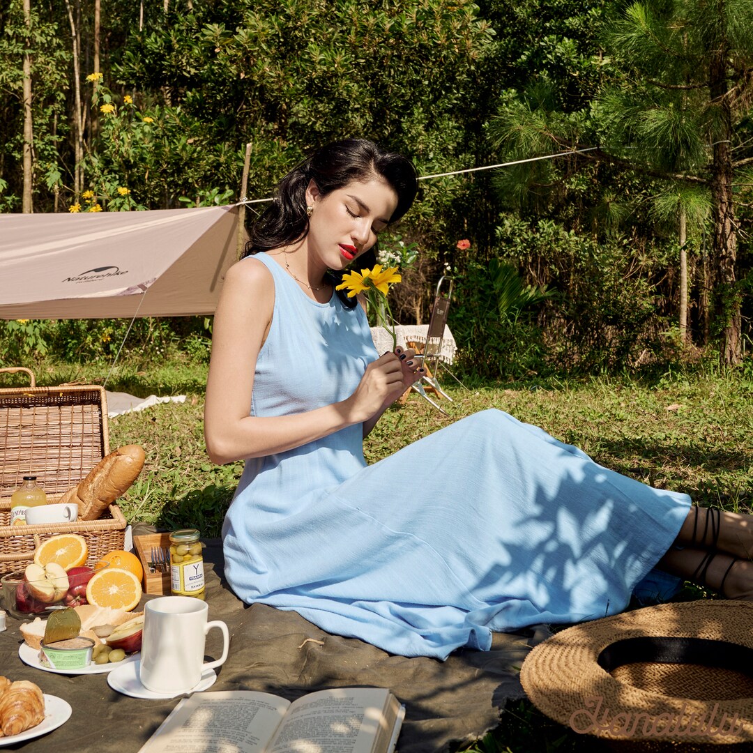 Linen Simple Sleeveless Dress-linen Classic Dress-linen Basic Fit and ...