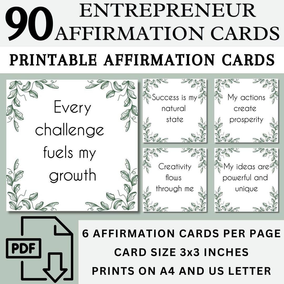 90 Printable Entrepreneur Affirmation Cards | Entrepreneur Motivation ...