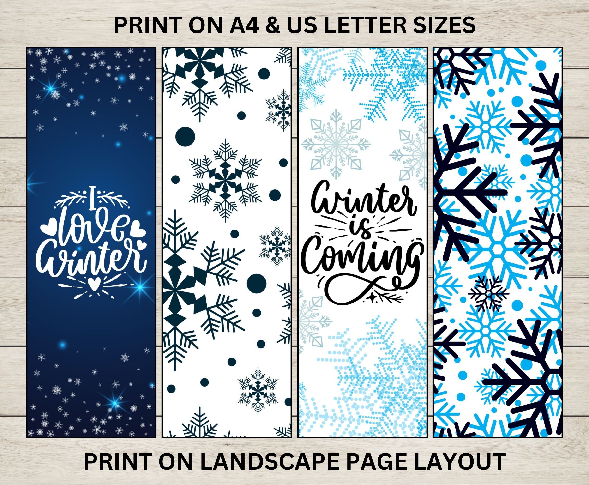 Printable Winter Bookmarks, Snowflake Bookmarks, Christmas Bookmarks ...