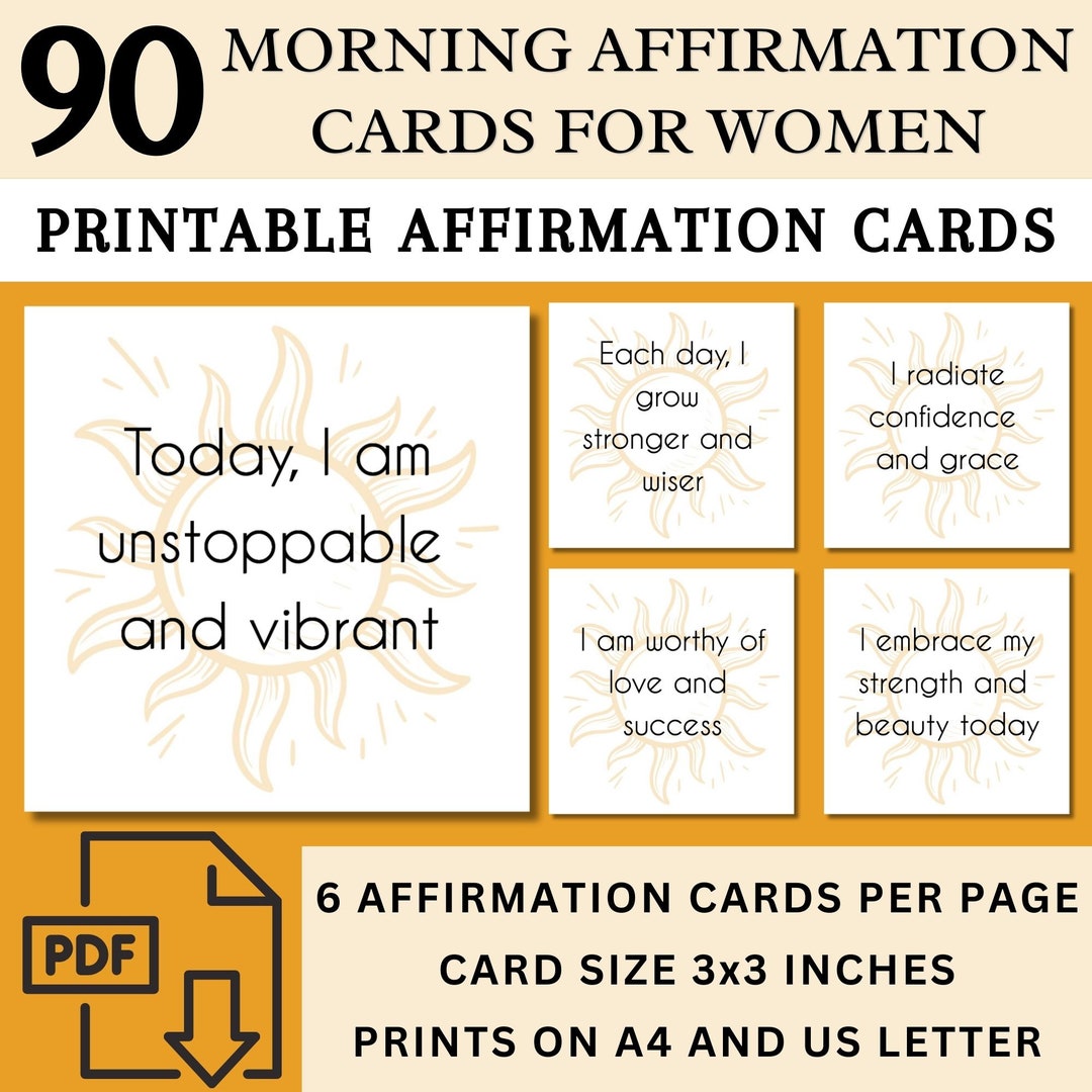 90 Printable Morning Affirmation Cards for Women | Powerful Female ...