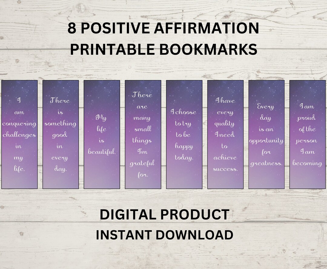 8 Positive Affirmation Printable Bookmarks, Self-love Bookmarks ...