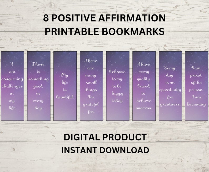 8 Positive Affirmation Printable Bookmarks, Self-love Bookmarks ...
