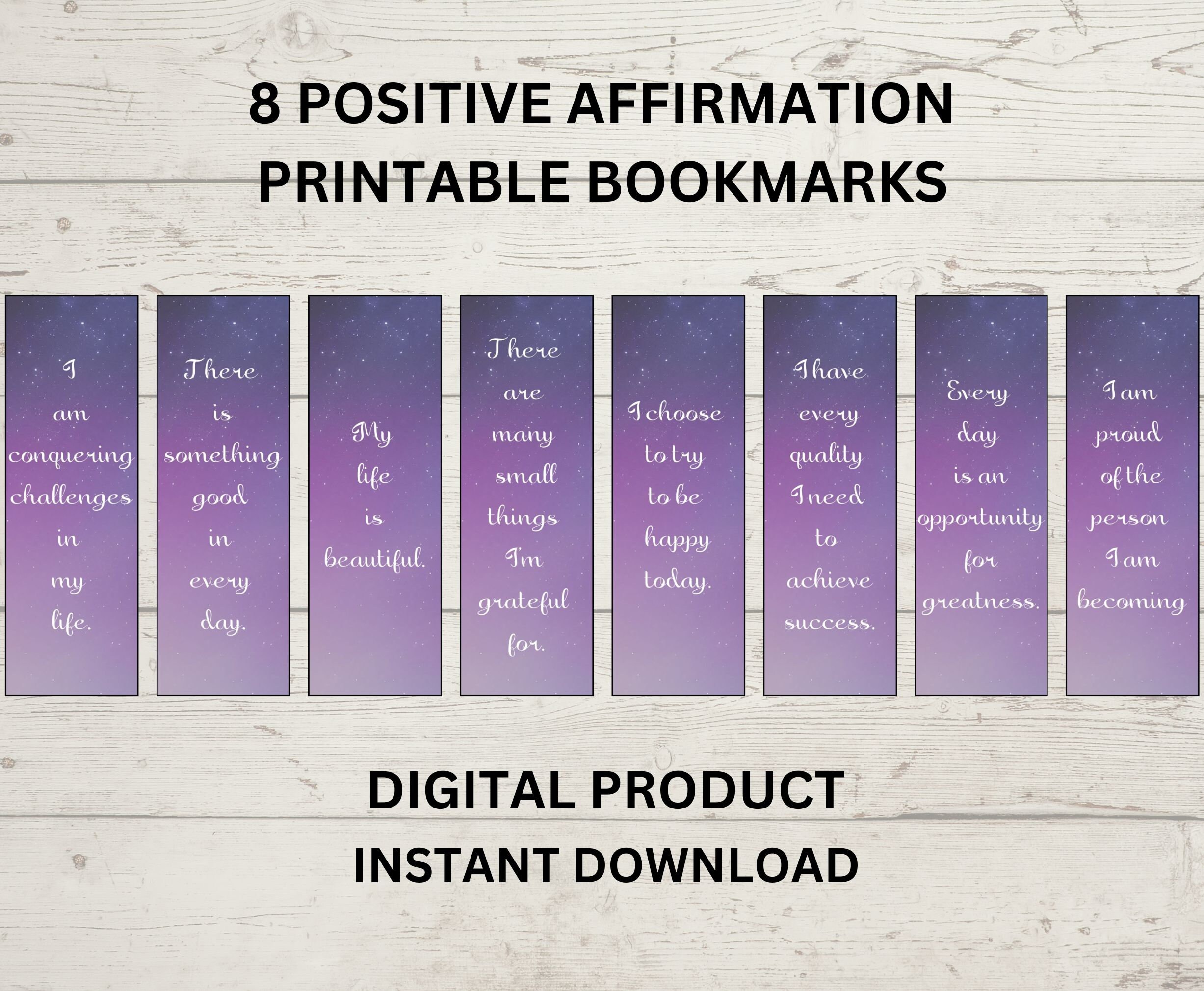 8 Positive Affirmation Printable Bookmarks, Self-love Bookmarks ...