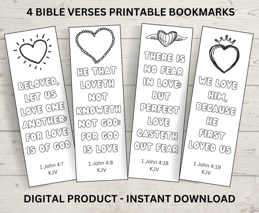 Printable Colouring Bookmarks, Print at Home Bookmark, KJV Bible Verse ...