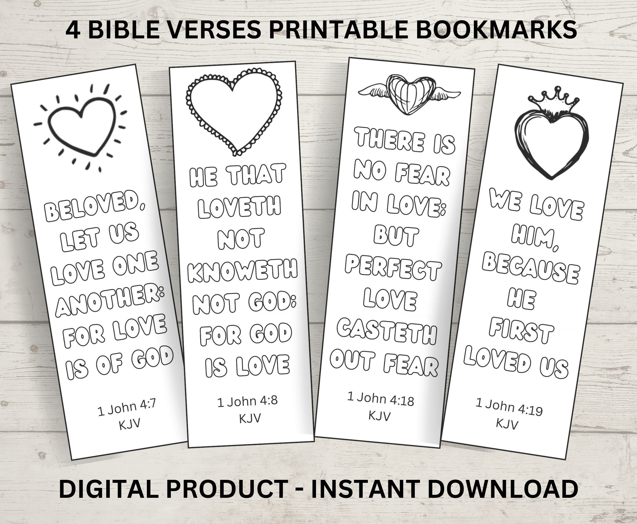 Printable Colouring Bookmarks, Print at Home Bookmark, KJV Bible Verse ...