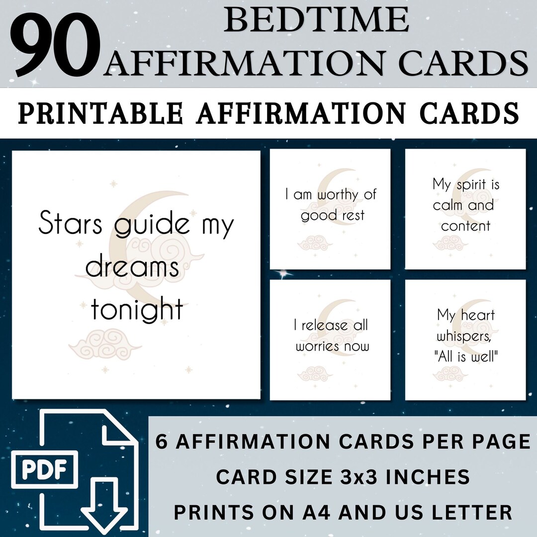 90 Printable Bedtime Affirmation Cards | Nighttime Affirmations ...