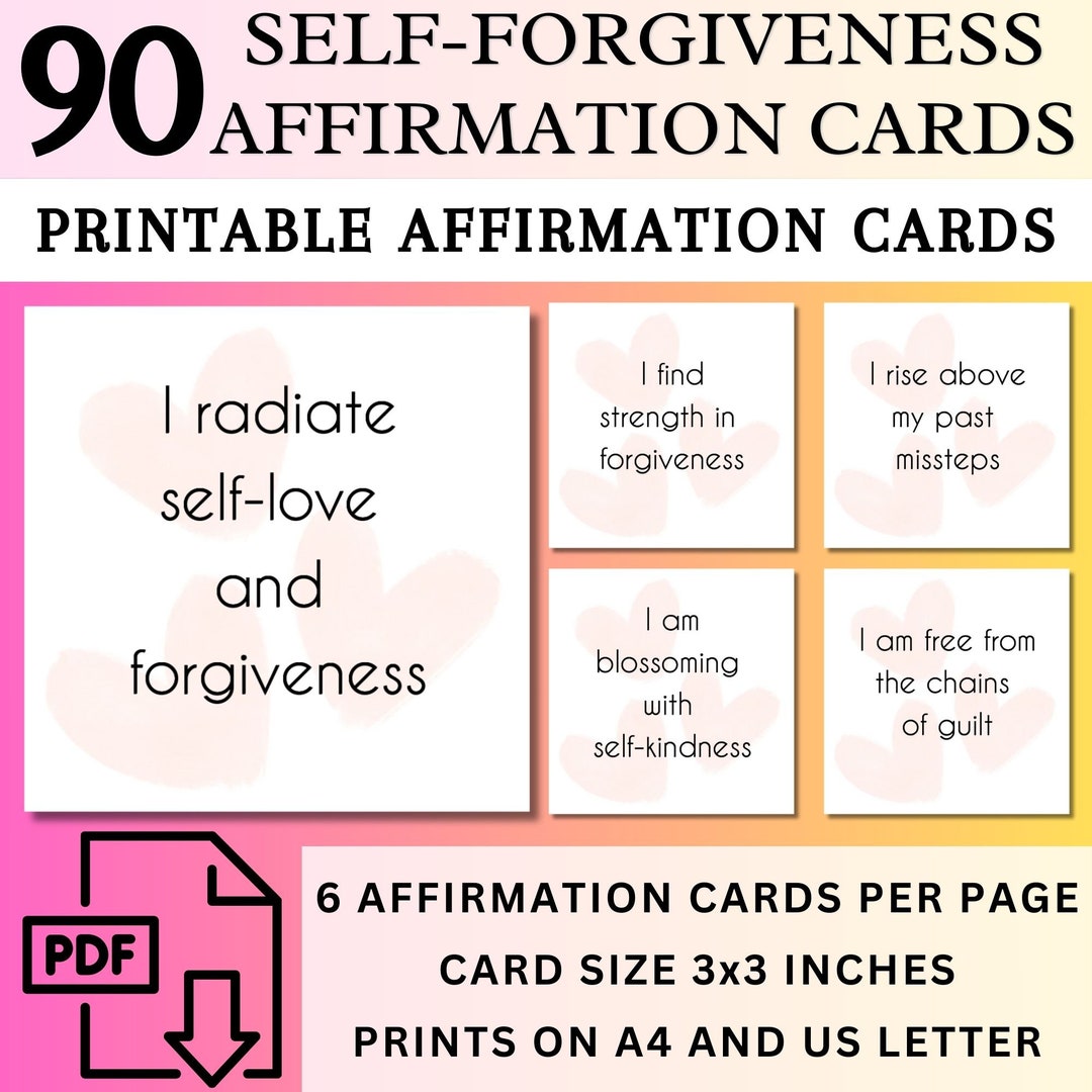 90 Self-forgiveness Affirmation Cards | Letting Go Affirmations ...