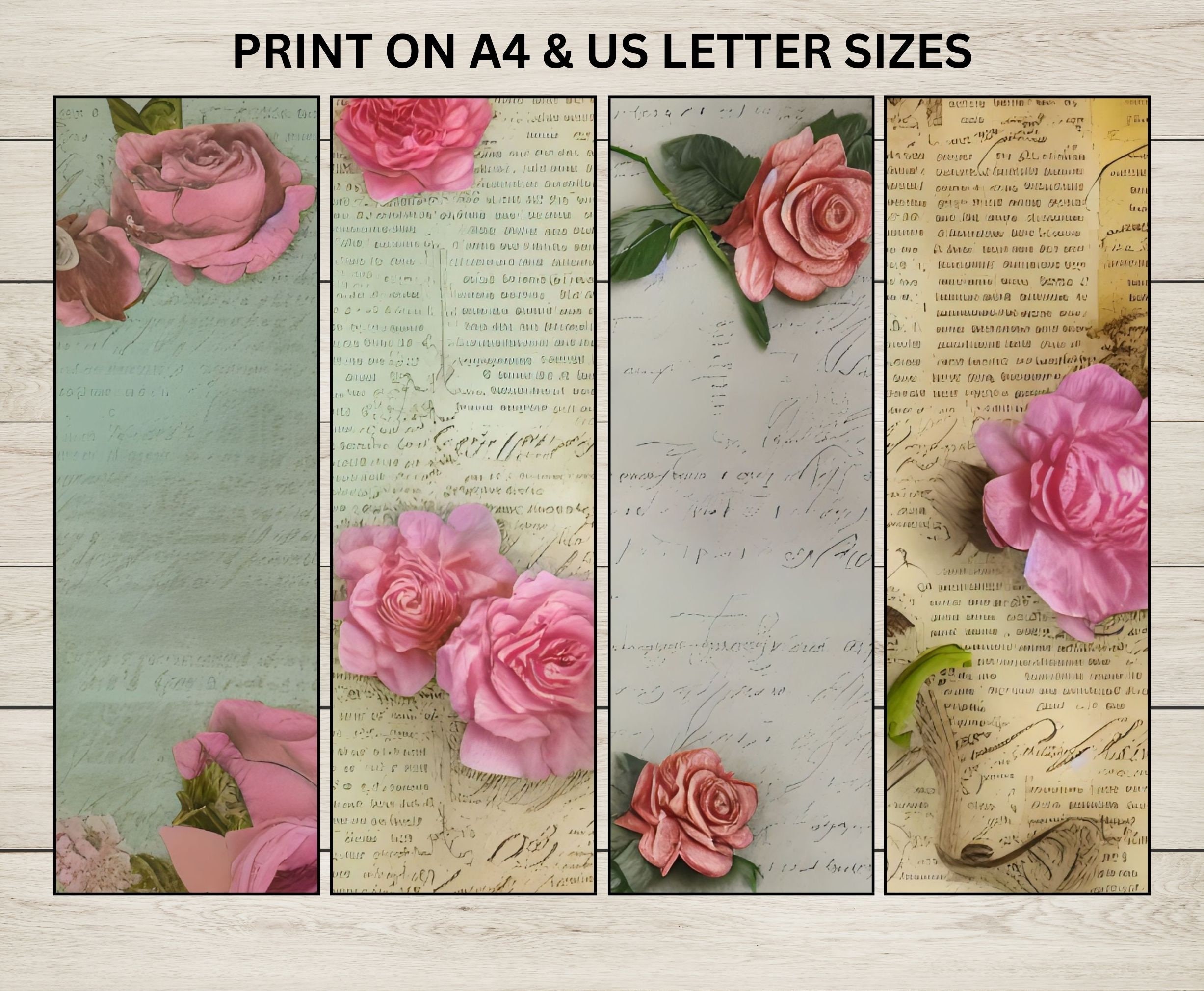 8 Shabby Chic Printable Bookmarks Print at Home Bookmarks - Etsy