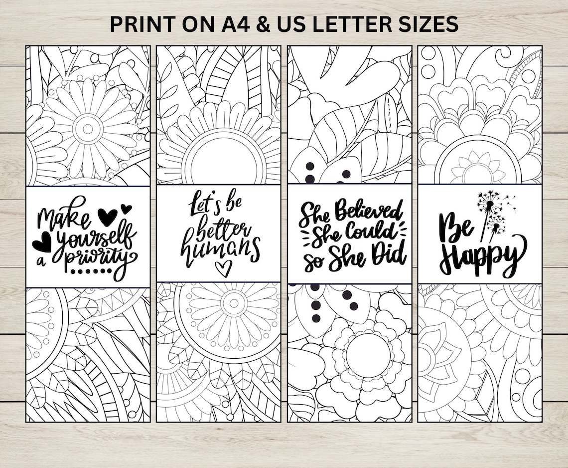 Printable Colouring Bookmarks, Positive Quotes Bookmarks, Mindset ...