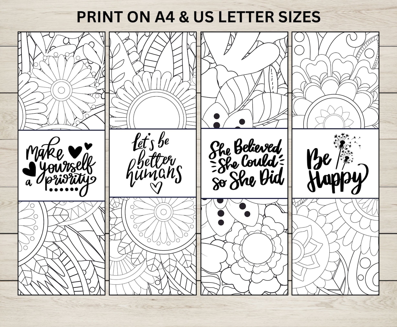 Printable Colouring Bookmarks, Positive Quotes Bookmarks, Mindset ...