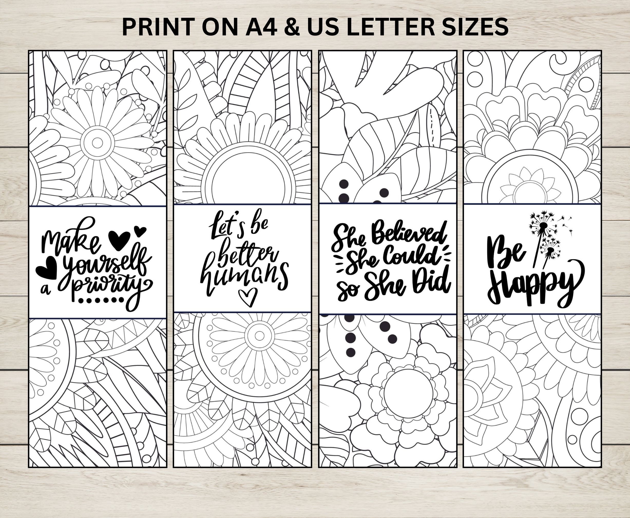 Printable Colouring Bookmarks, Positive Quotes Bookmarks, Mindset ...