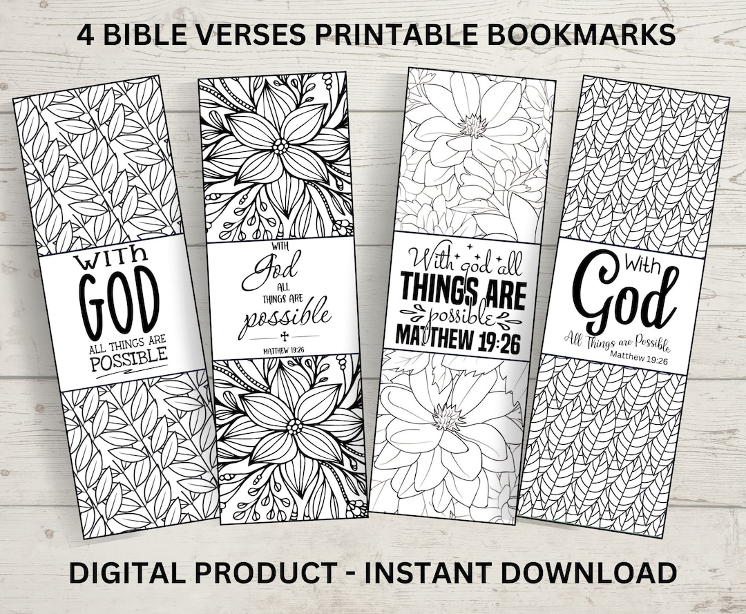 Printable Colouring Bookmarks, Print at Home Bookmark, KJV Bible Verse ...