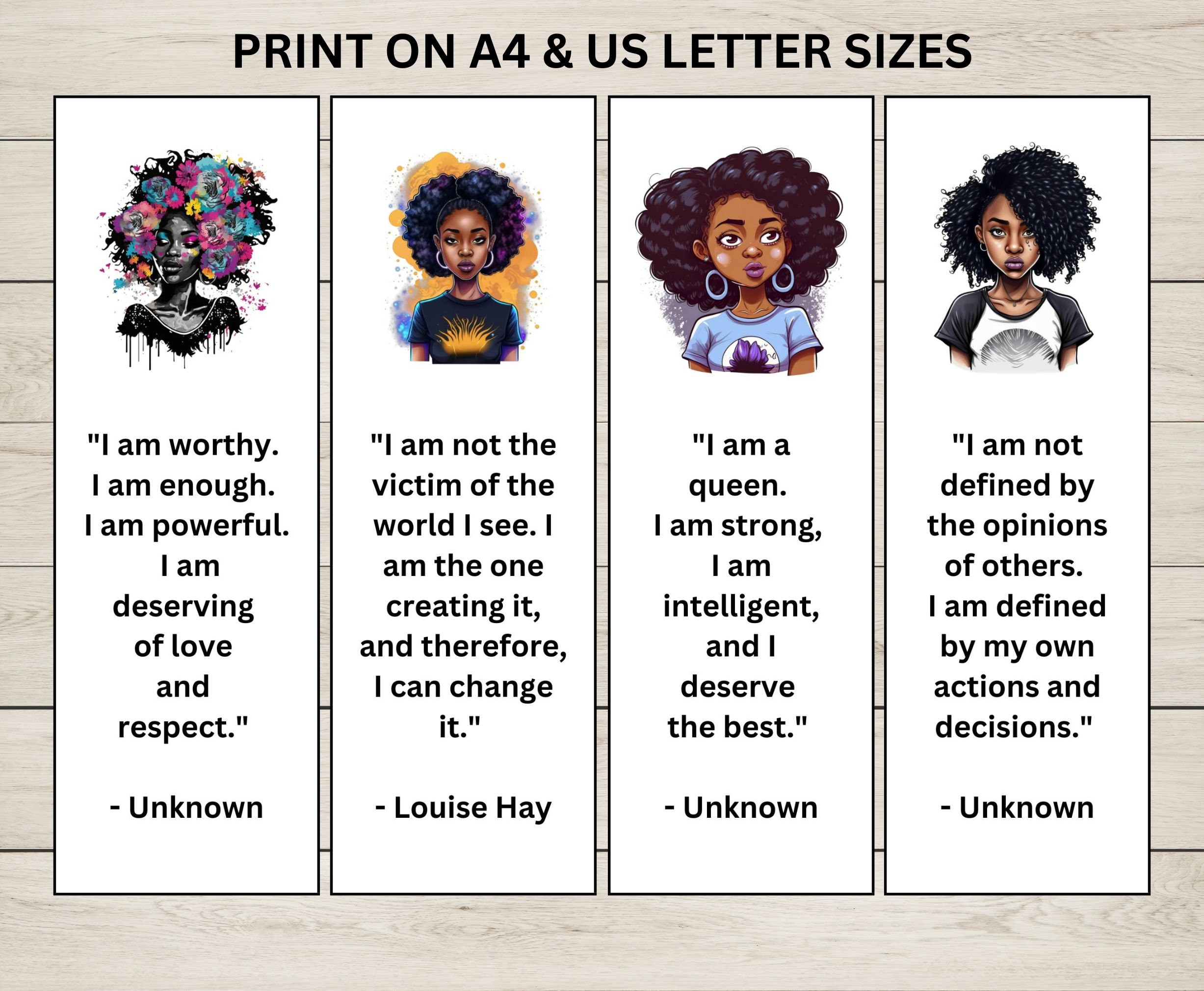 Black Women Printable Bookmarks, Afrocentric Bookmarks, Black Girl ...