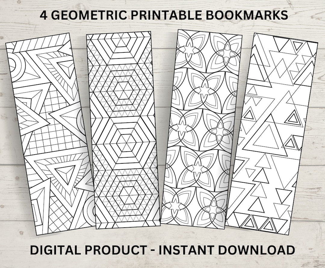 Printable Geometric Bookmarks to Color, Paper Bookmarks, Colorable ...