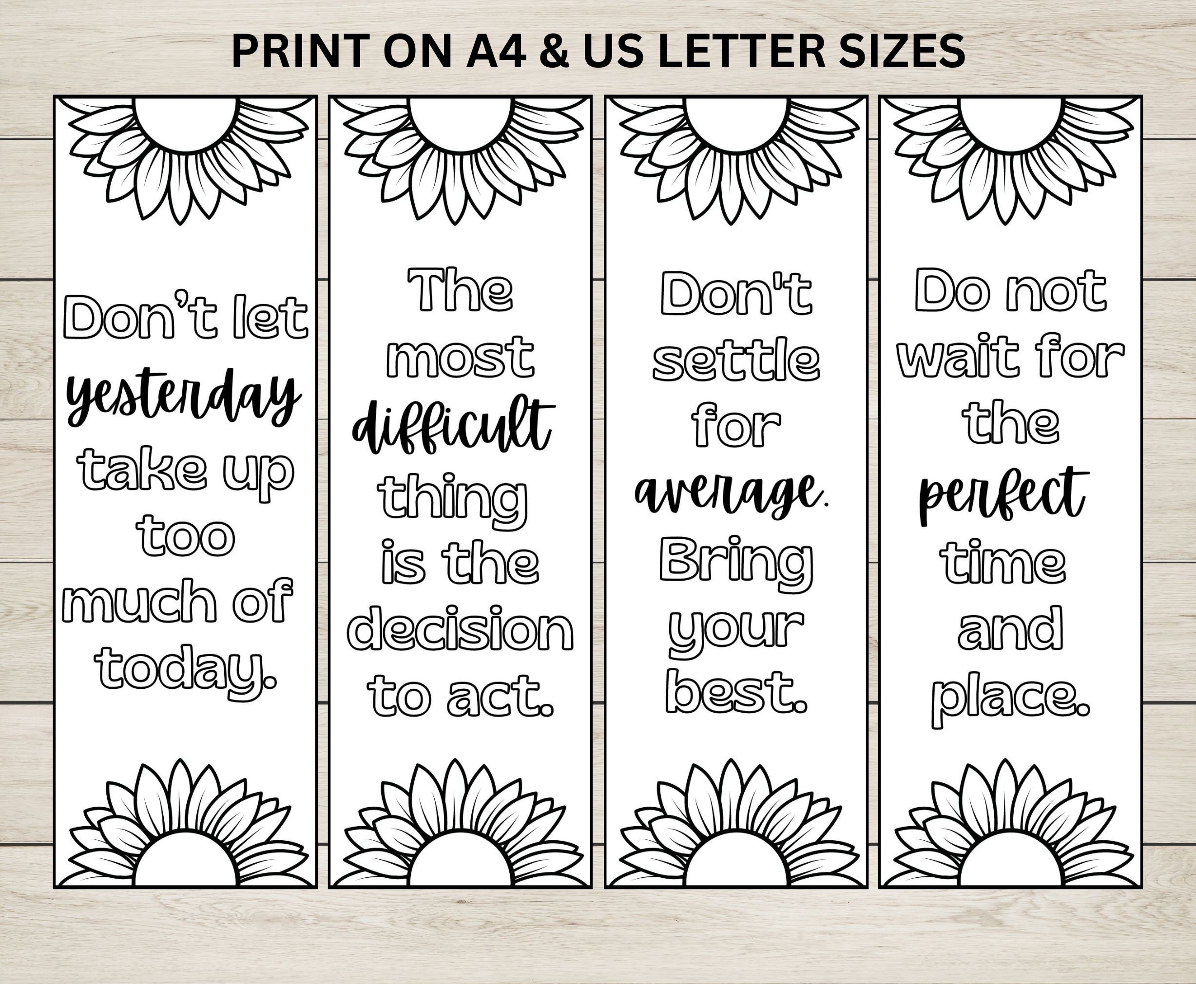 Printable Colouring Bookmarks, Positive Quotes Bookmarks, Mindset ...