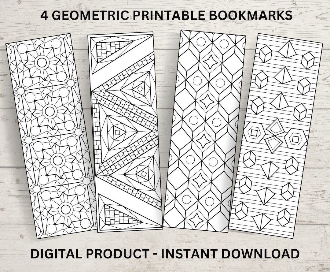 Printable Geometric Colouring Bookmarks, Geometric Coloring Gifts ...