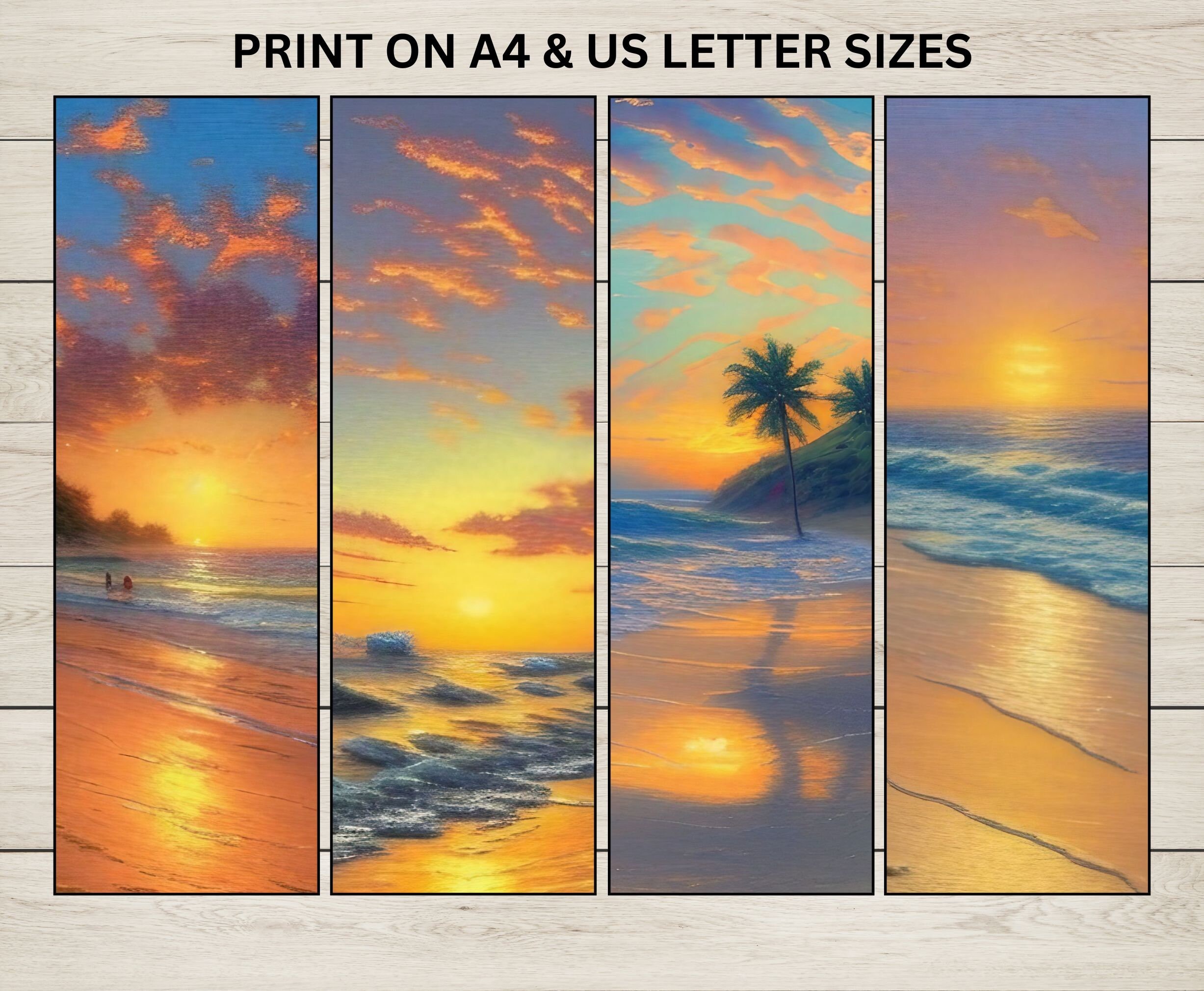 8 Beach Printable Bookmarks, Sunset Bookmarks, Summer Bookmarks ...