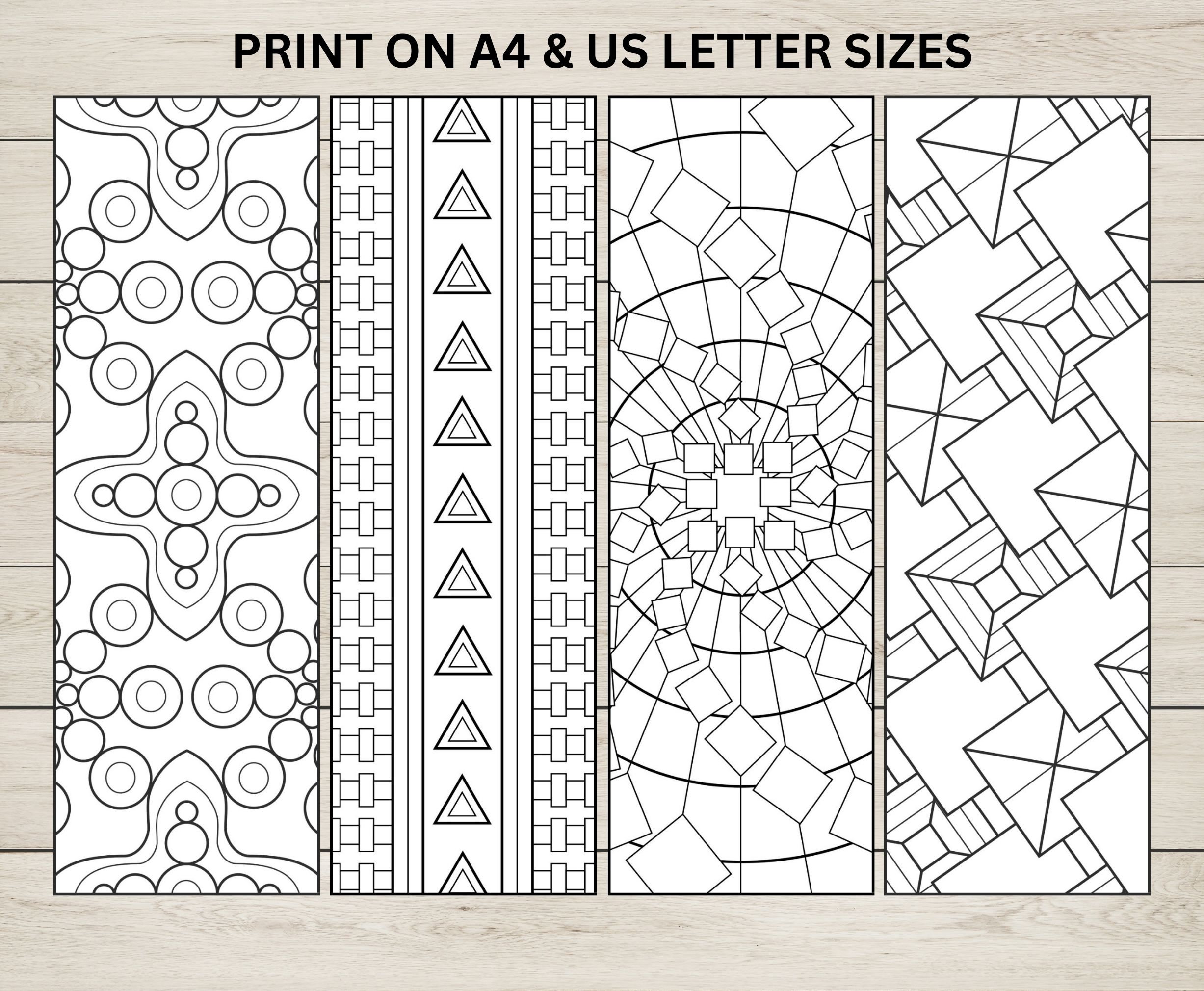 Printable Geometric Bookmarks to Color, Paper Bookmarks, Colorable ...