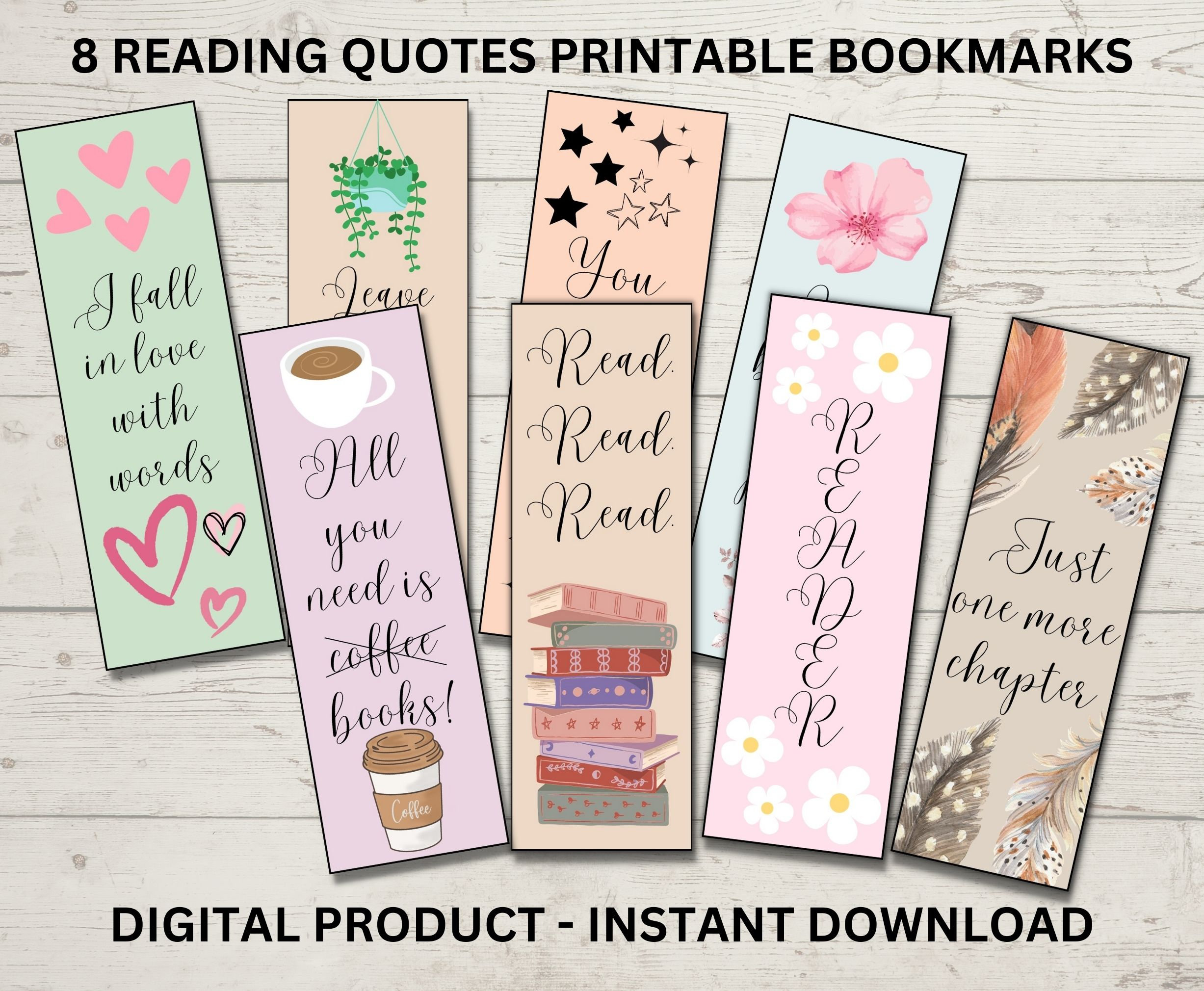 Printable Quote Bookmarks Set, Book Quotes for Readers, Readers ...