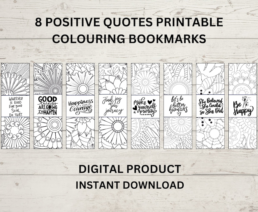 Printable Colouring Bookmarks, Positive Quotes Bookmarks, Mindset ...