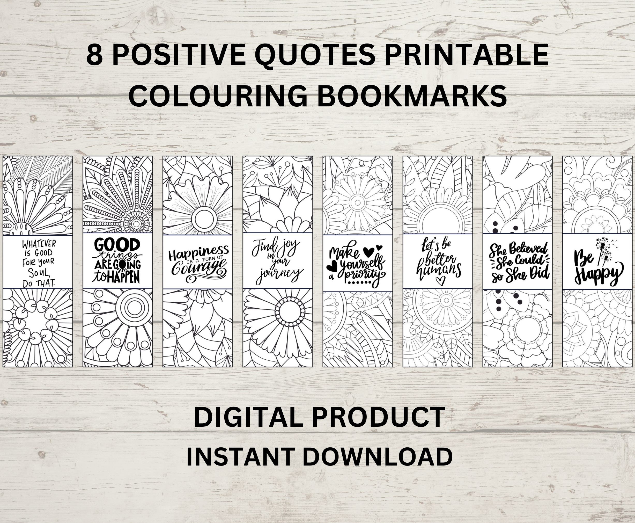 Printable Colouring Bookmarks, Positive Quotes Bookmarks, Mindset ...