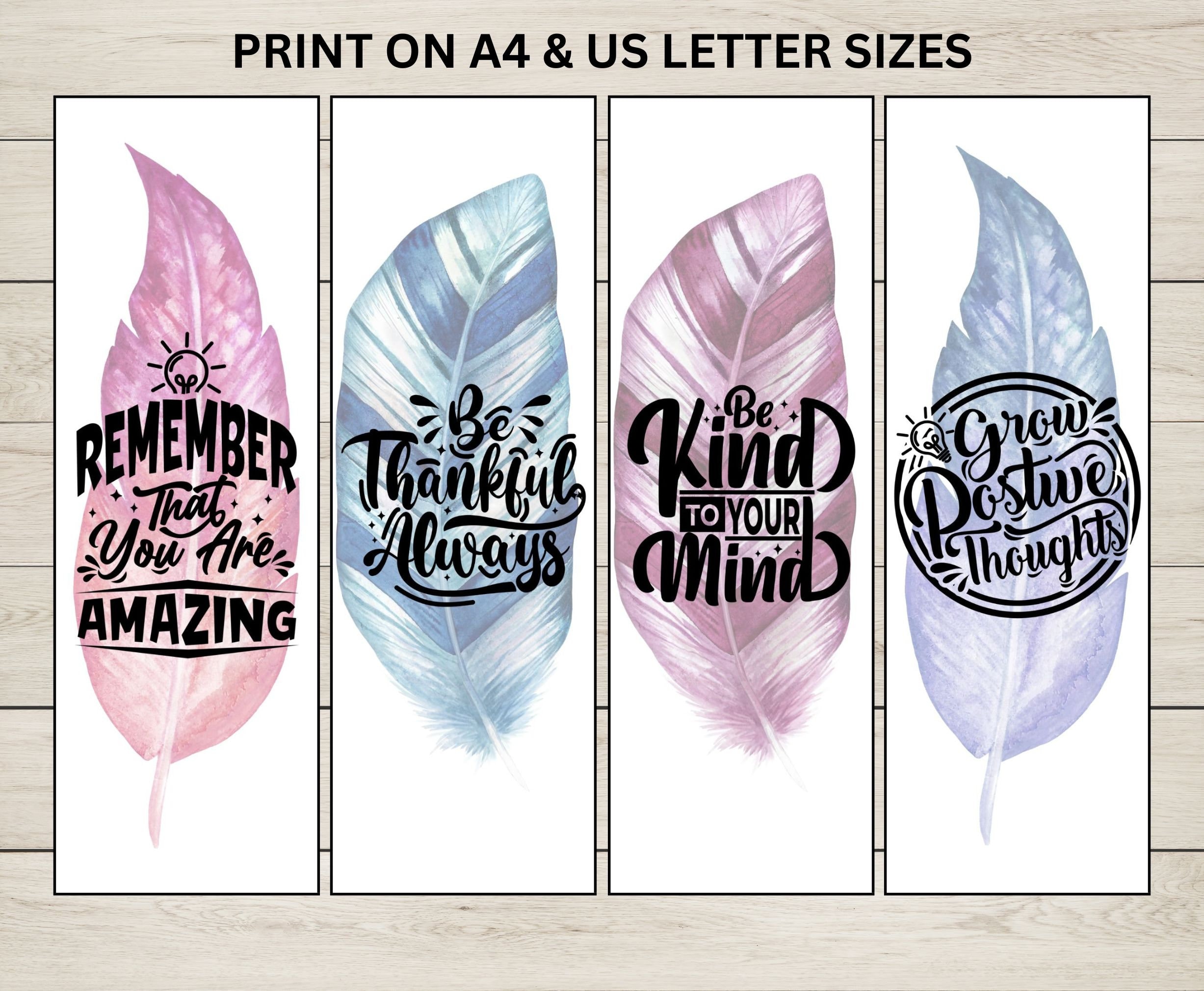 8 Positive Printable Bookmarks, Motivational Bookmarks, Mindset ...