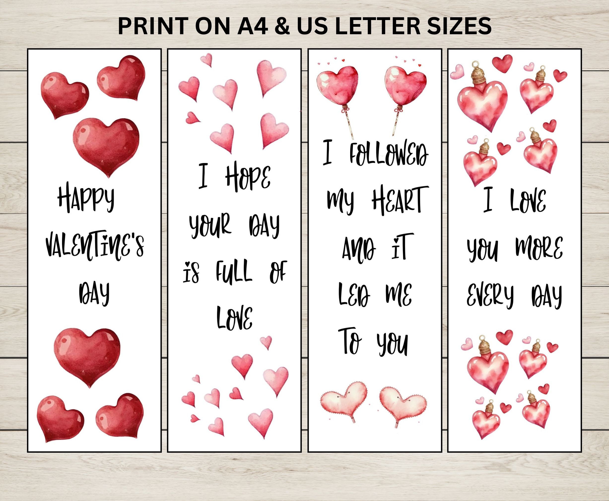 Valentine Printable Bookmarks, Love Bookmarks, Heart Bookmarks, Happy ...