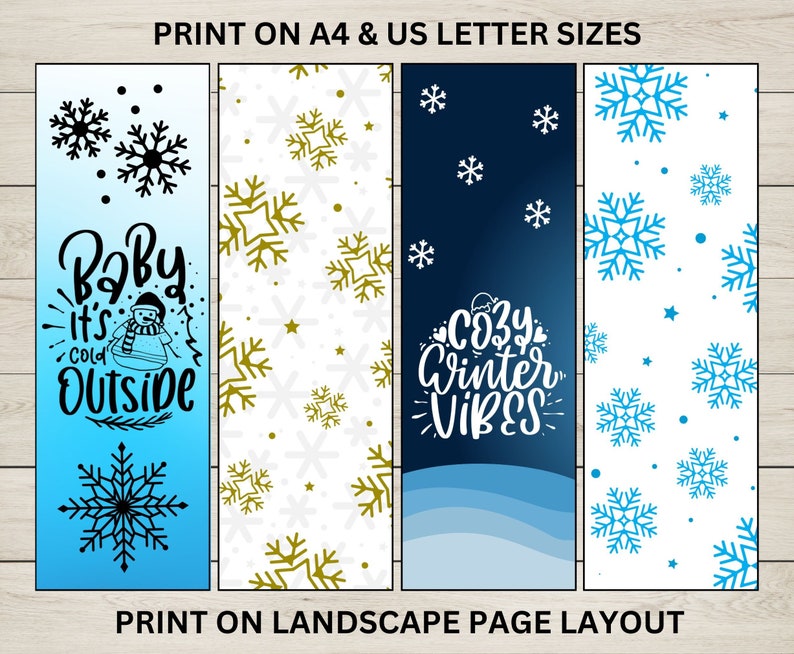 Printable Winter Bookmarks, Snowflake Bookmarks, Christmas Bookmarks ...