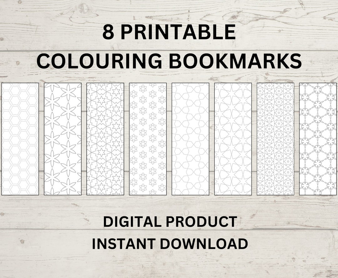 8 Printable Colouring Bookmarks, Colouring Pages Instant Download PDF ...