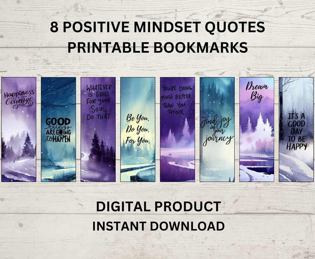 8 Mindset Bookmarks, Positive Bookmarks, Quotes Bookmarks, Bookmark ...