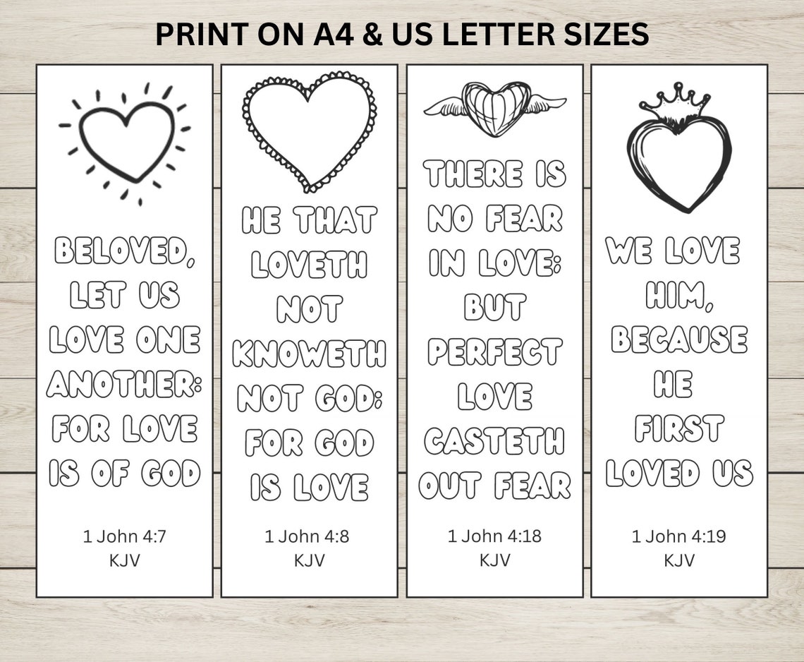 Printable Colouring Bookmarks, Print at Home Bookmark, KJV Bible Verse ...