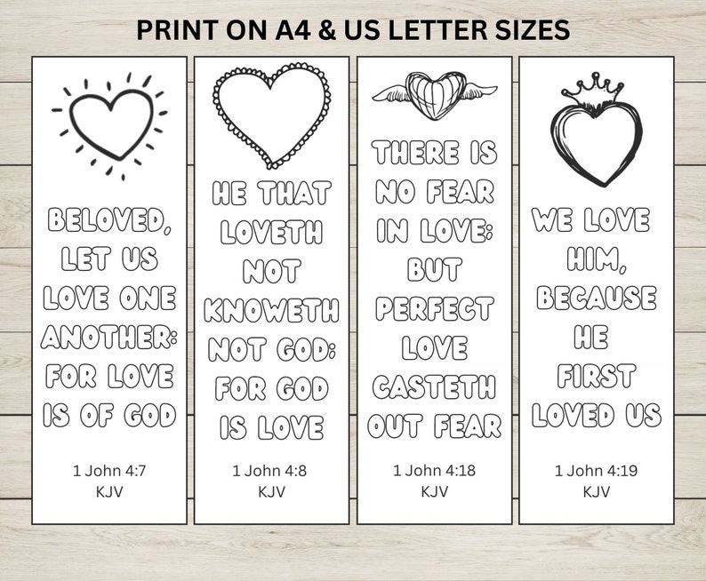 Printable Colouring Bookmarks, Print at Home Bookmark, KJV Bible Verse ...