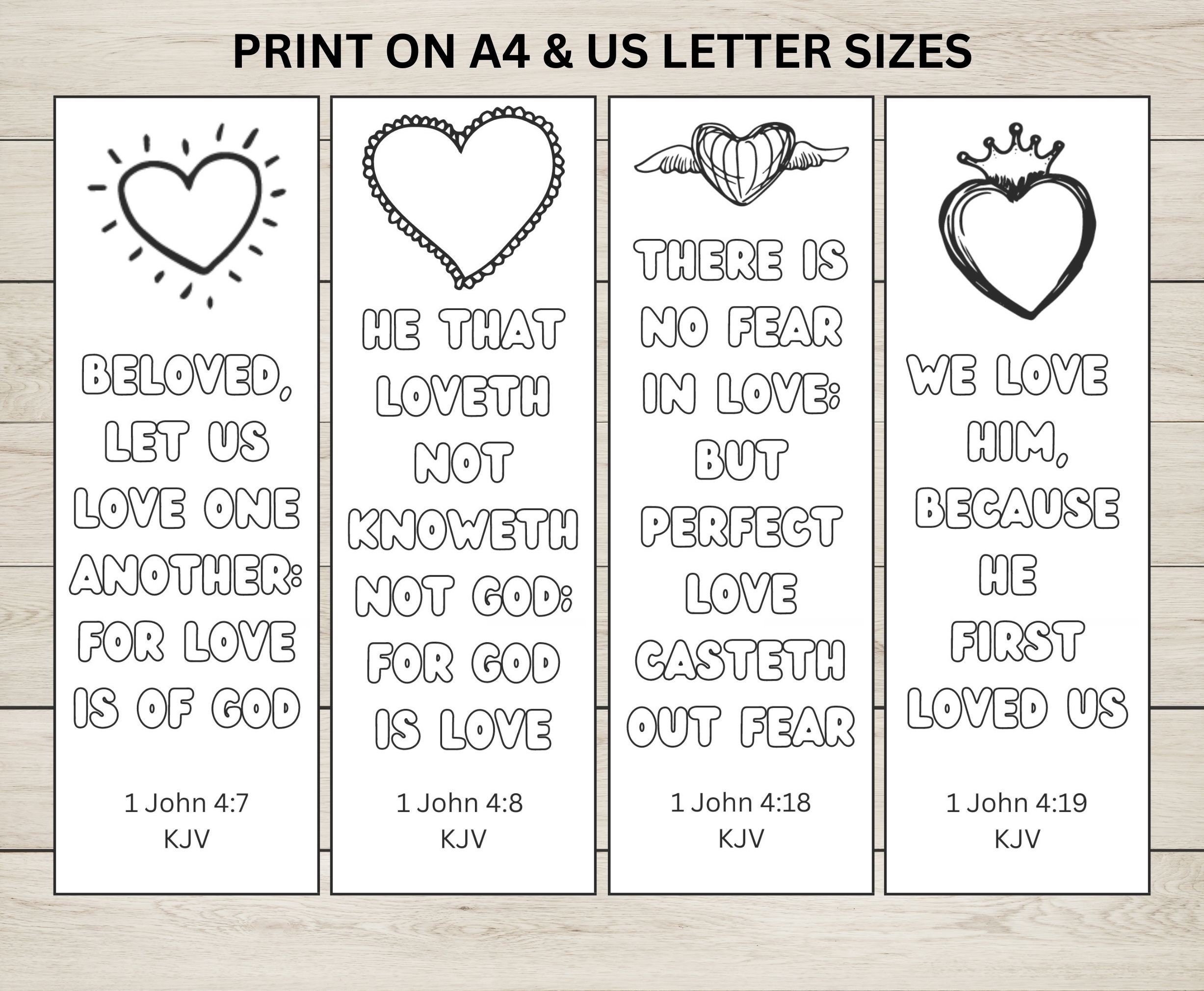 Printable Colouring Bookmarks, Print at Home Bookmark, KJV Bible Verse ...