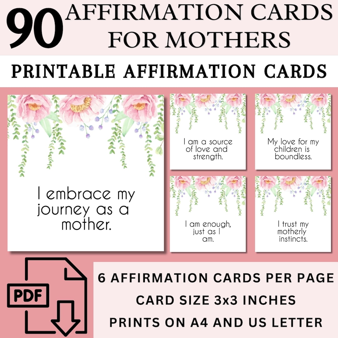 90 Printable Affirmation Cards for Mothers | Affirmation Cards for Moms ...