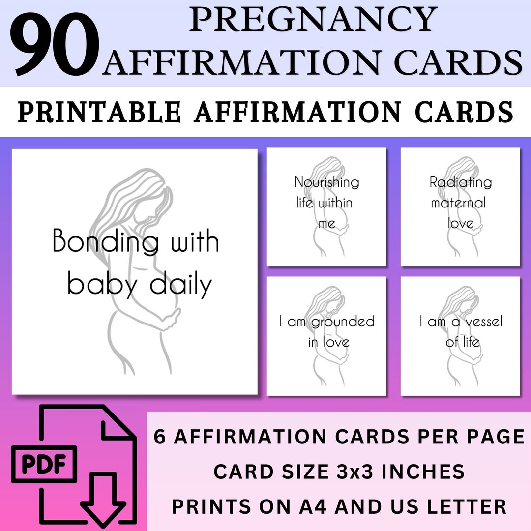 90 Printable Pregnancy Affirmation Cards | Printable Maternity Gift ...