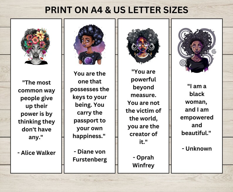Black Women Printable Bookmarks, Afrocentric Bookmarks, Black Girl ...