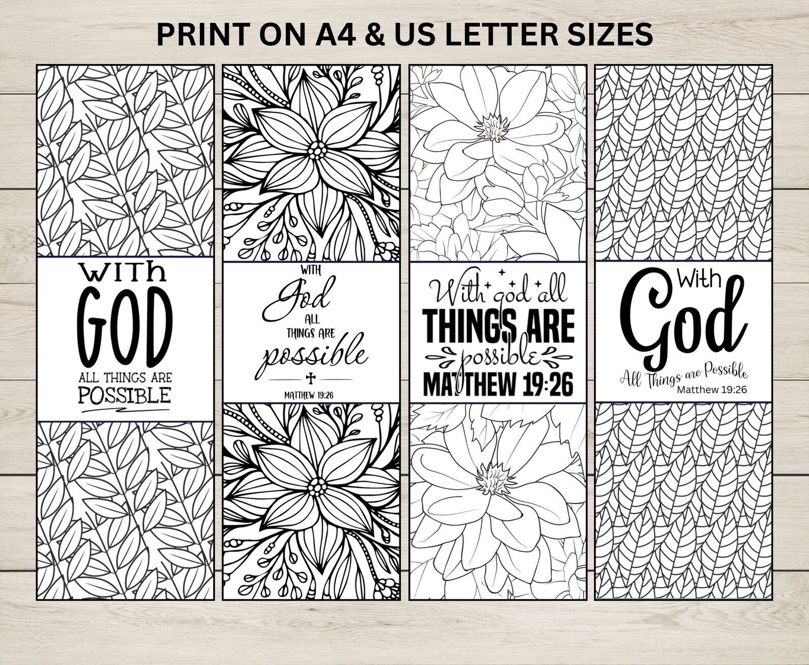 Printable Colouring Bookmarks, Print at Home Bookmark, KJV Bible Verse ...