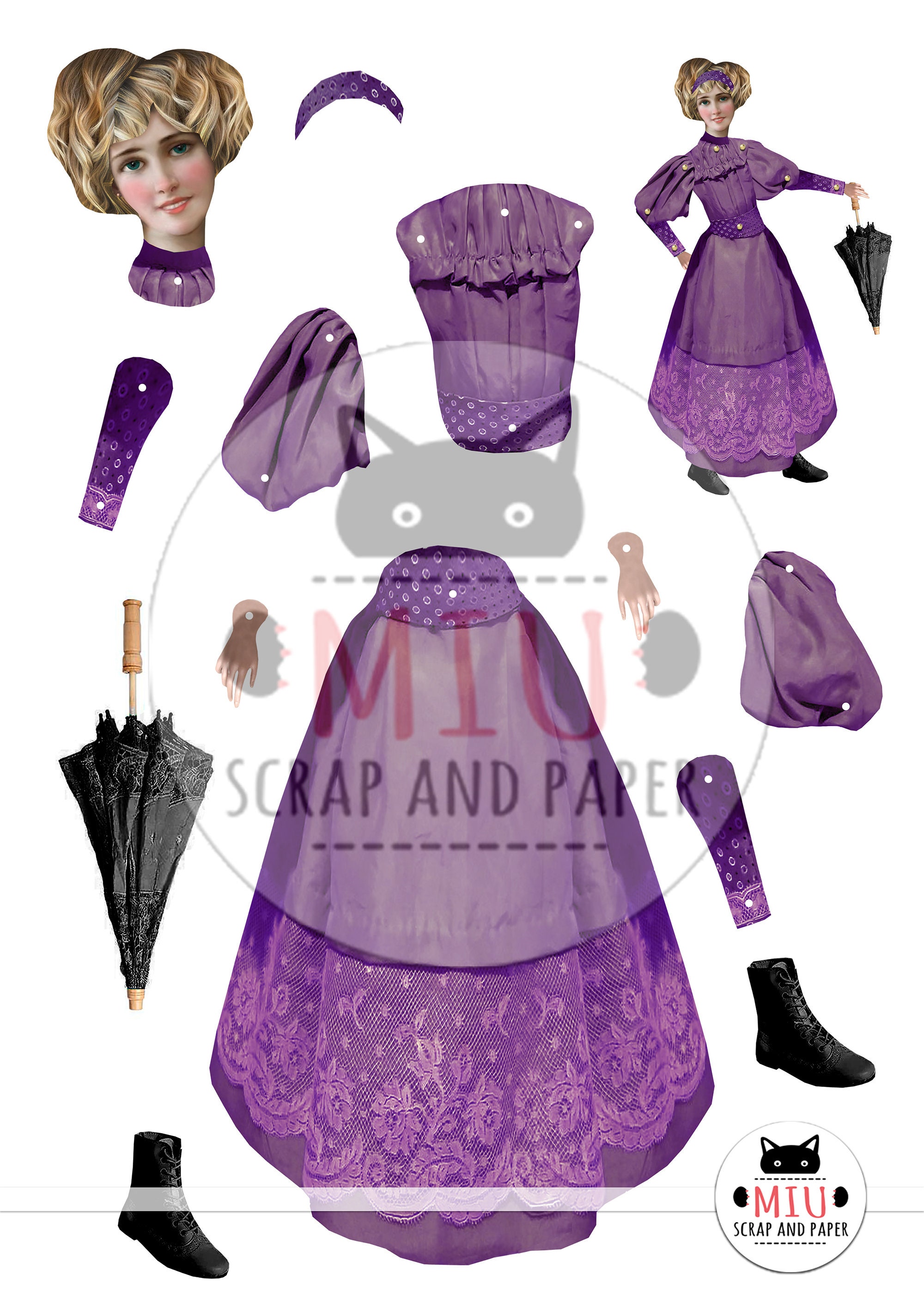 Articulated Paper Doll. Printable Illustration. Ladies. - Etsy