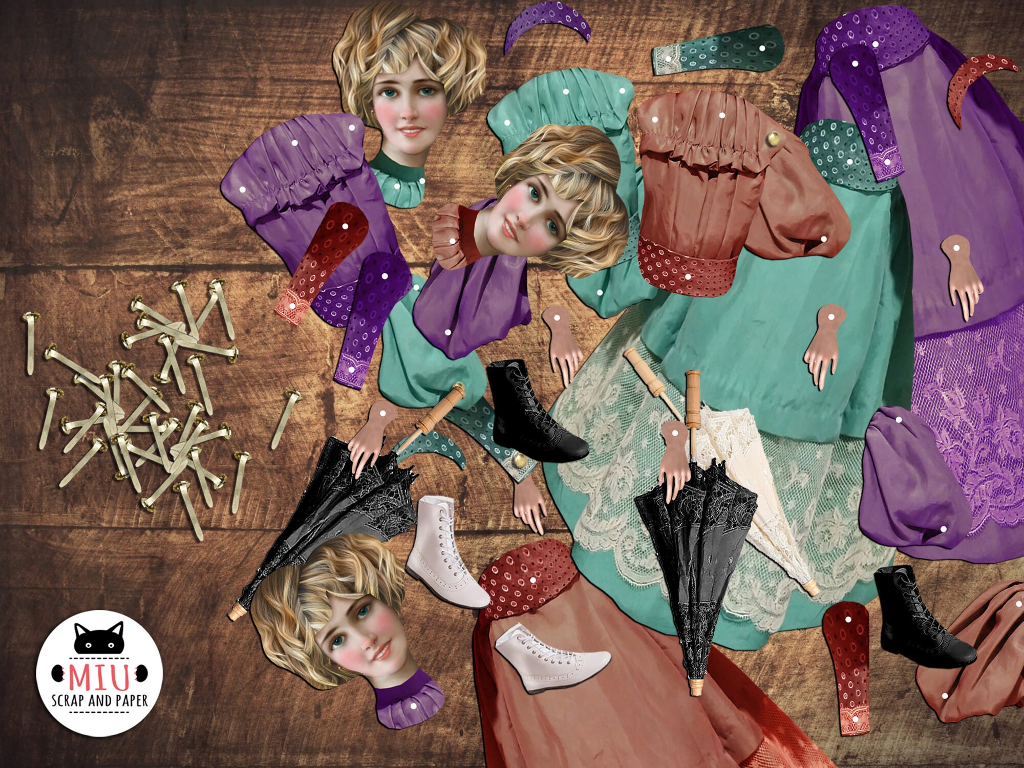 Articulated Paper Doll. Printable Illustration. Ladies. - Etsy