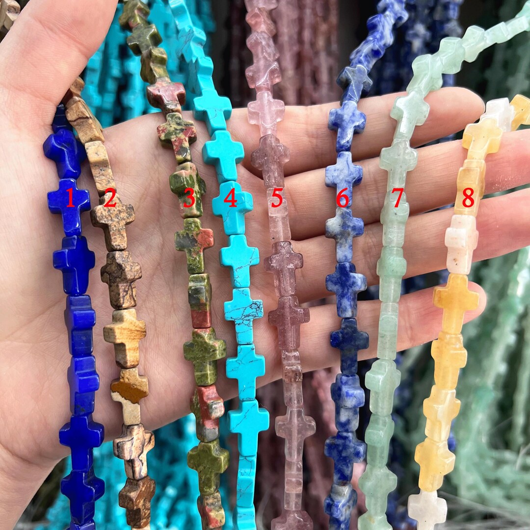 10x14mm Gemstone Cross Beads, Cross Charms, Spacer Beads, DIY Jewelry ...