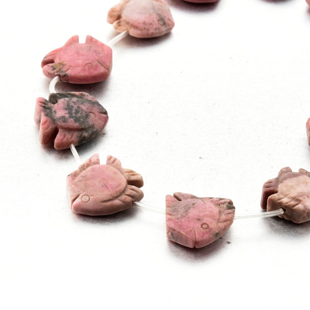Pink Rhodonite Jasper Goldfish Pendant Beads 23mm, Indian Agate ...