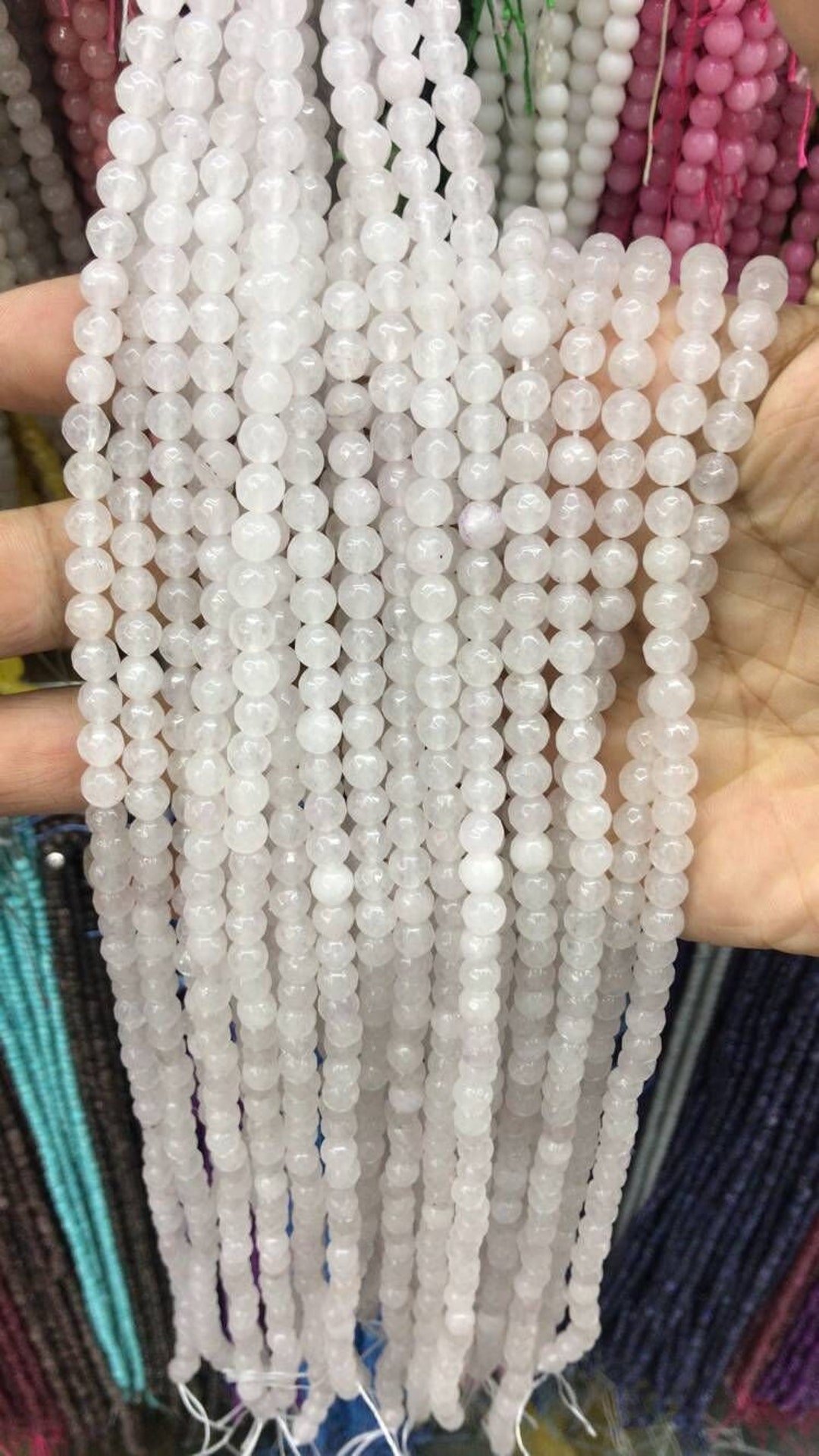 6mm Quartz Faceted White Round Gemstone Beads Snow Quartz Beads Full ...