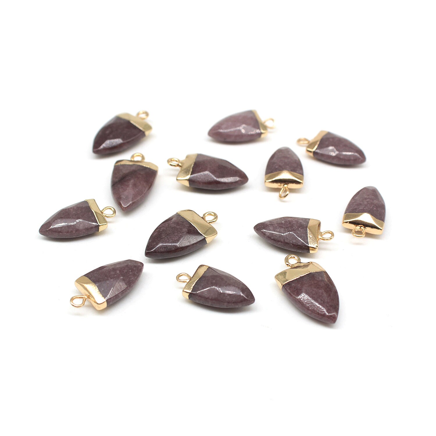 2 Pcs - Arrowhead Pendant, Faceted Aventurine Triangle Charms, Jasper ...