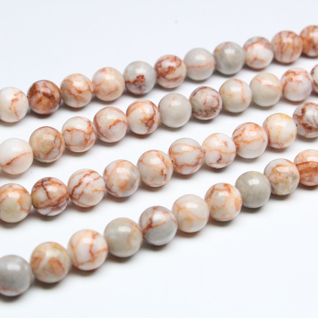 Natural Red Network Stone Beads, Red Wire Stone Beads, Round Gemstone ...