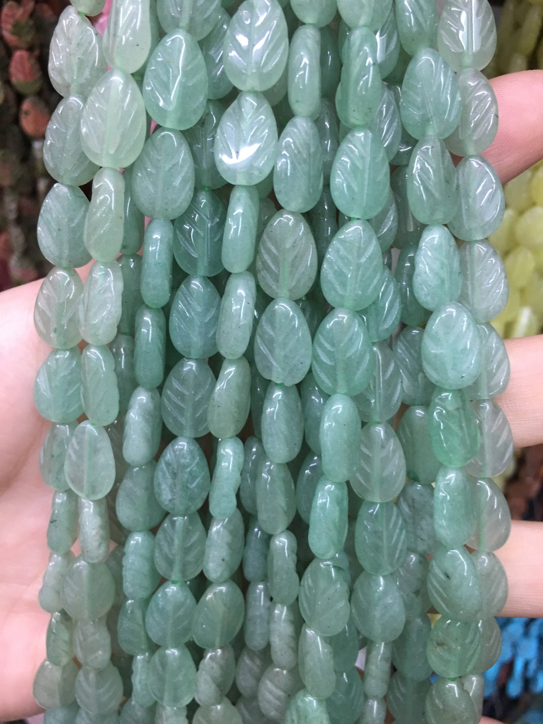 Multiple 8x12mm Leaf Beads, Aventurine Leaf Beads, Flat Crystal Quartz ...