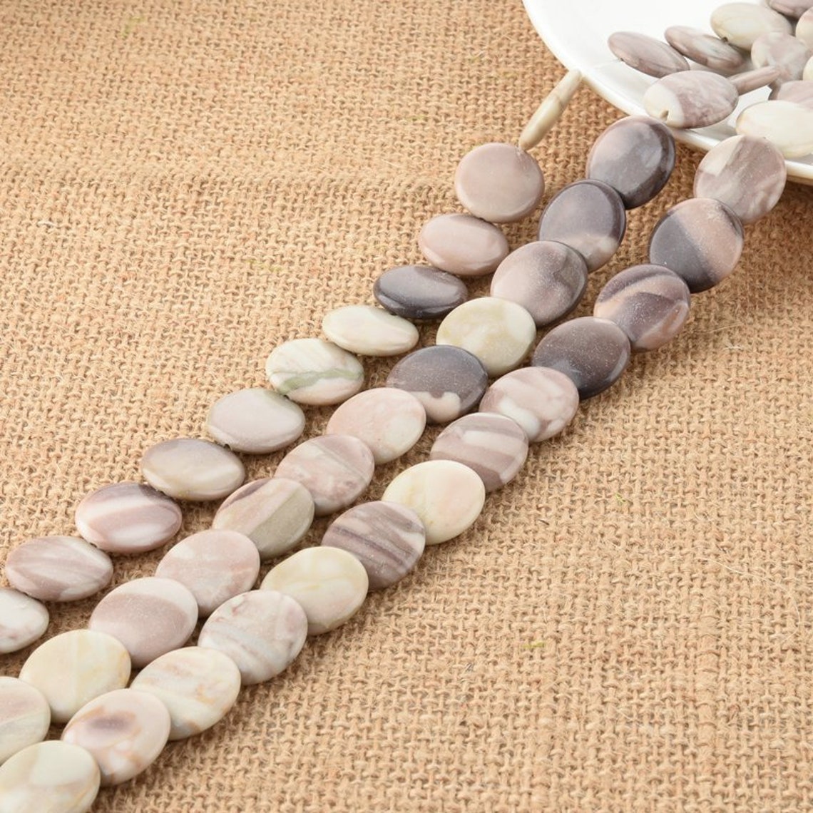 Brown Jasper Round Flat Overlapping Beads 18mm for DIY Jewelry - Etsy