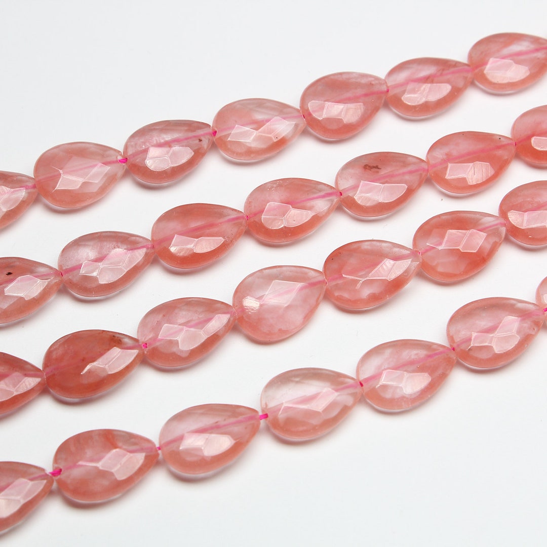 Cherry Quartz Teardrop Beads Rose Red Faceted Teardrop Beads - Etsy