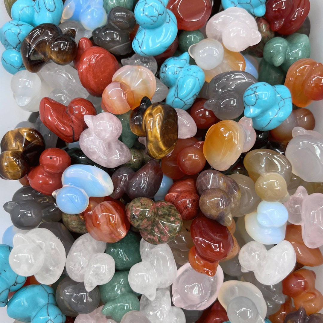 Mini Duck Crystal, Hand Carved Gemstone Duck Carving, Mini Animal ...