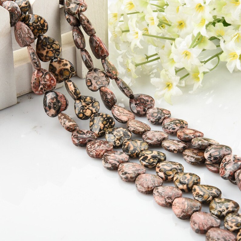 Leopard Skin Jasper Heart Shaped Beads 15mm Loose Beads - Etsy