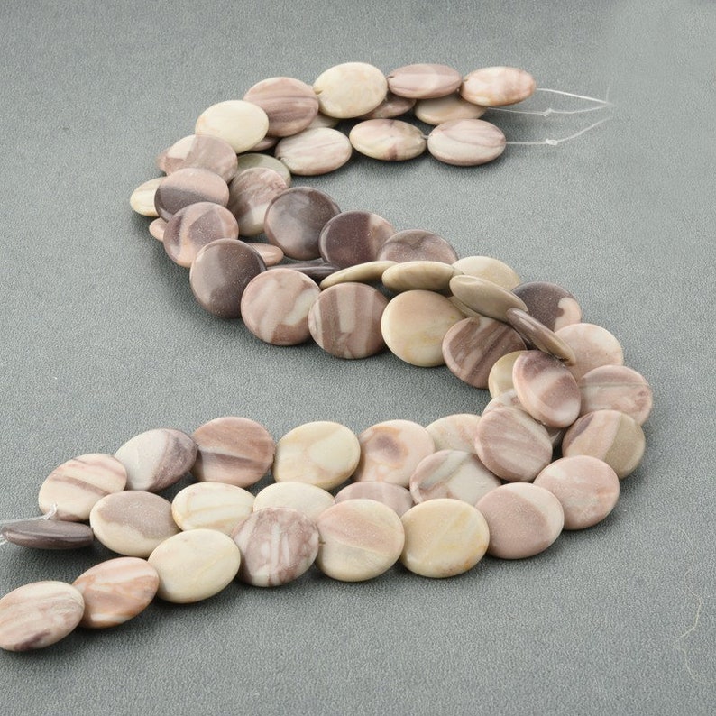 Brown Jasper Round Flat Overlapping Beads 18mm for DIY Jewelry | Etsy